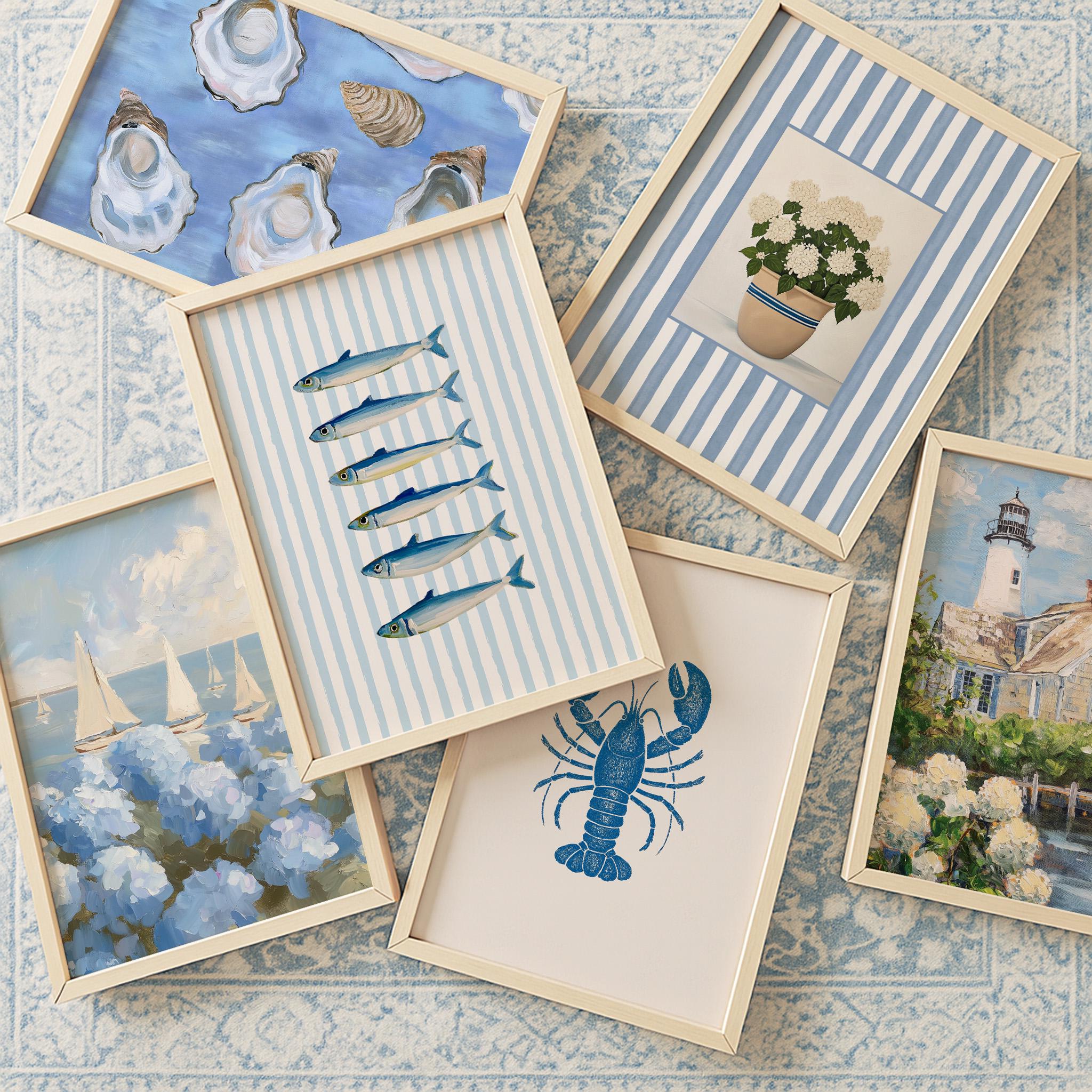 Coastal Wall Art Set of 11 Blue Beach Prints, East Coast Nautical ...
