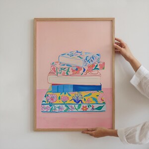 Book Wall Art Set of 6, Pink Book Club Gallery Wall, Read More Books ...