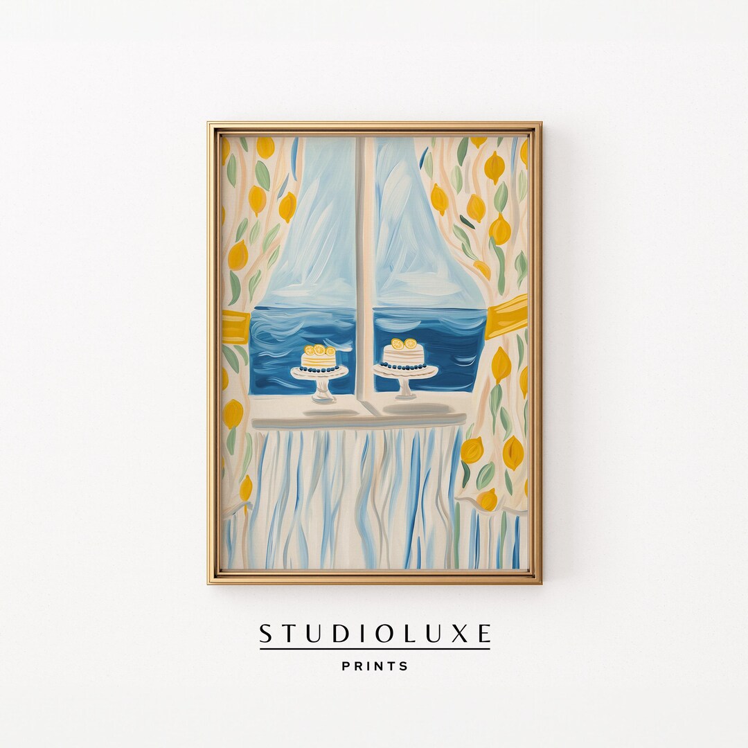 Coastal Kitchen Wall Art Printable With Lemon Cakes | Colorful Summer ...