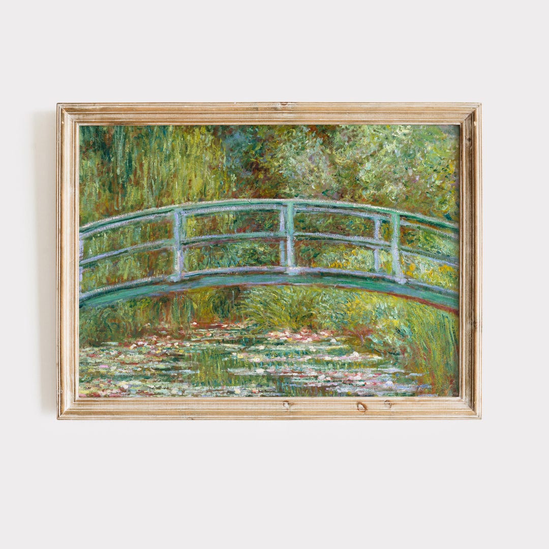 Monet's Garden Bridge Painting: Vintage Cottagecore Wall Art (digital ...