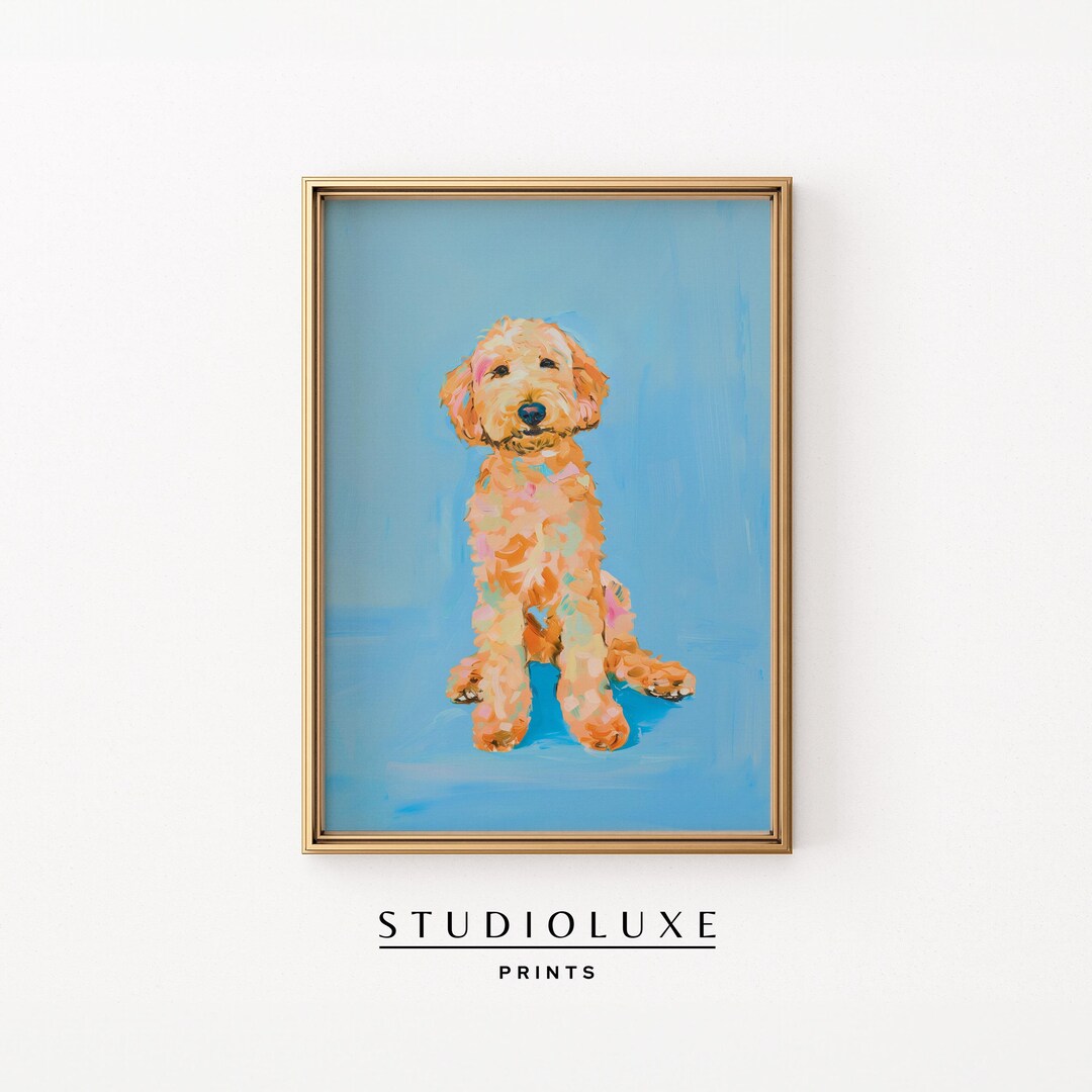 Goldendoodle Oil Painting, Dog Printable Art, Dog Lovers Wall Art ...
