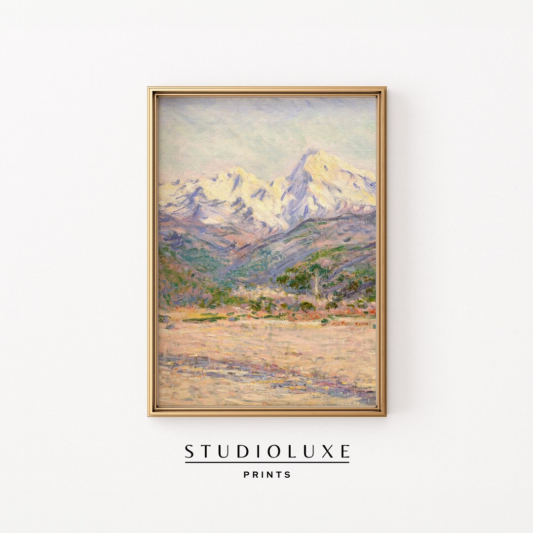Claude Monet Print Neutral Tones Mountain Painting Digital Download ...