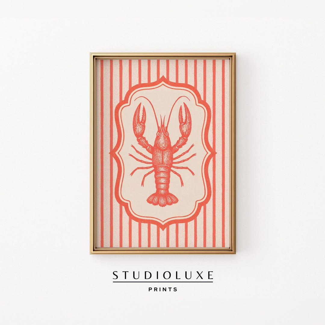 Vintage Crawfish Print: Coastal Kitchen Wall Art (digital Download) - Etsy