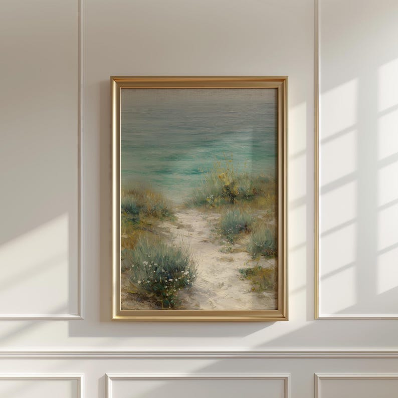 Sandy Beach Path Seascape Printable - Coastal Summer Landscape Art ...