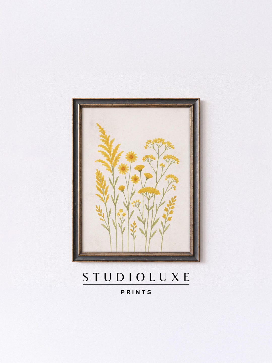 Fall Wall Art - Golden Flower Print, Autumn Botanical Illustration ...