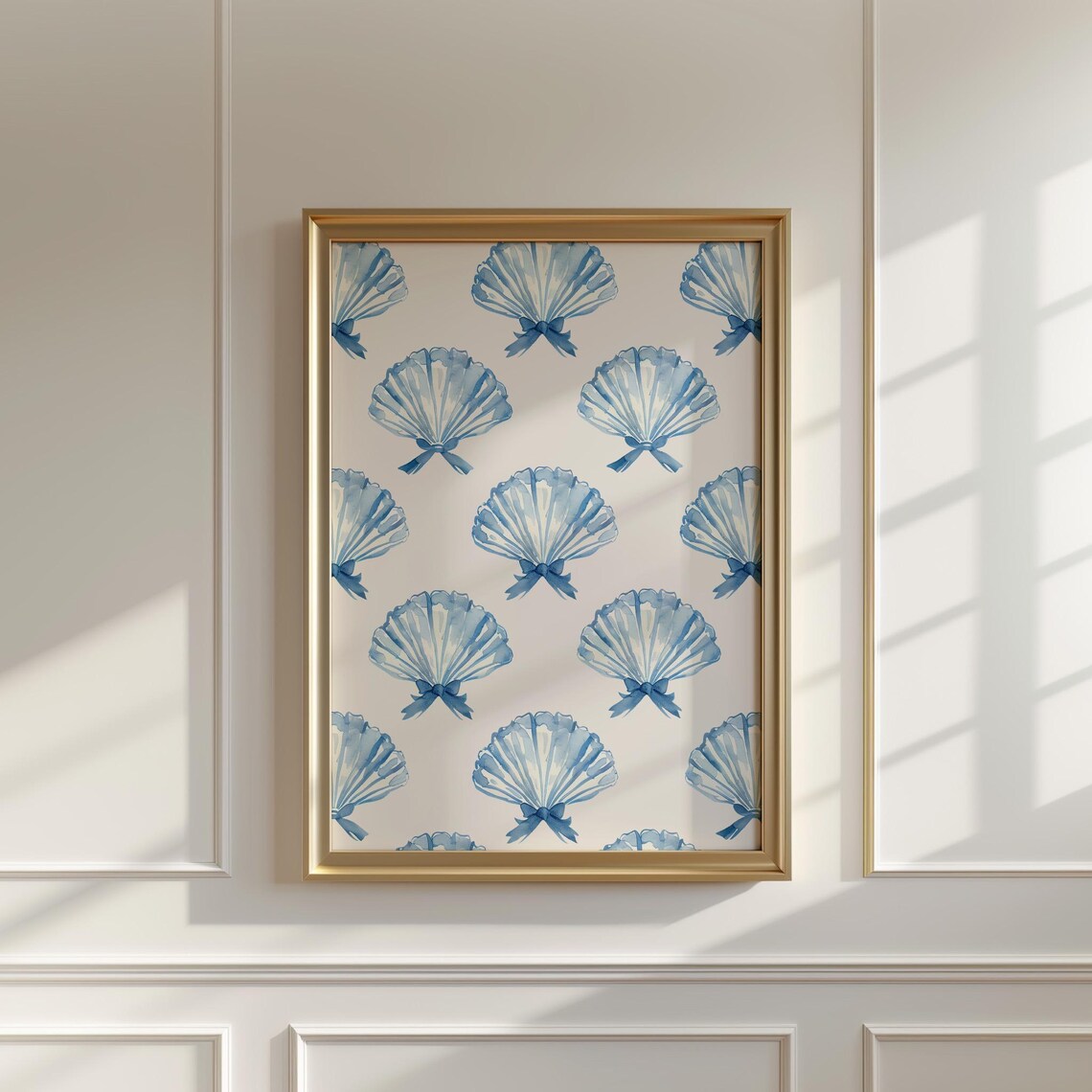 Seashell Coquette Print: Blue Coastal Wall Art (digital Download) - Etsy