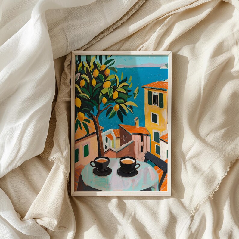 Italian Coastal Coffee Art Print: Kitchen Cafe Decor (digital Download ...