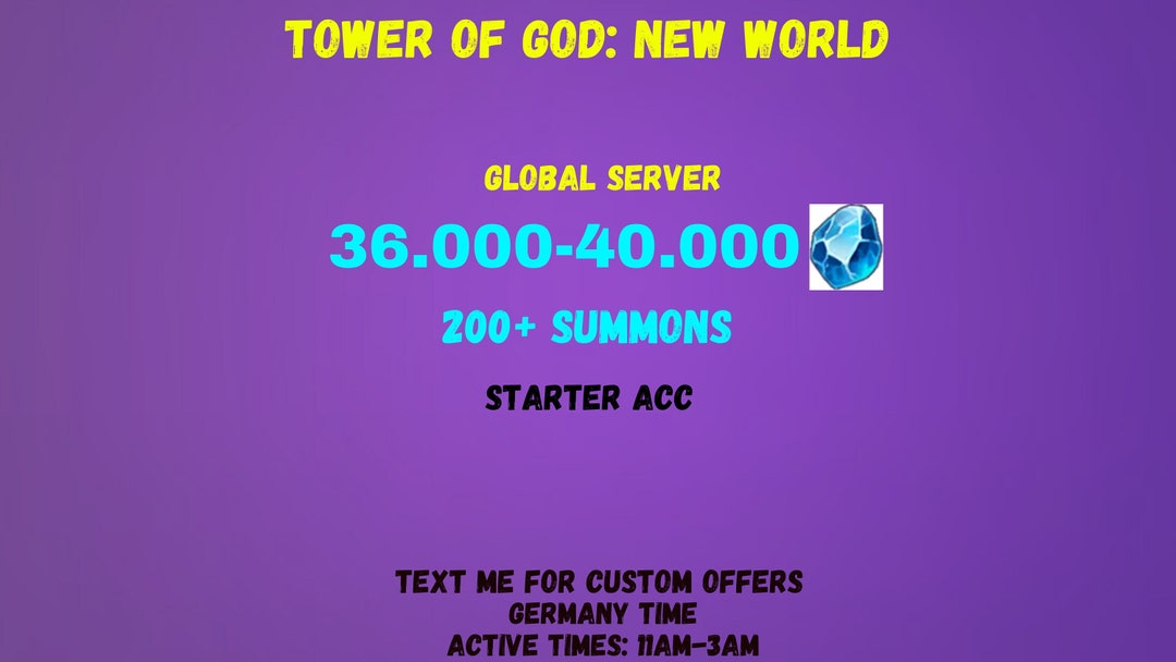 Tower of God New World 36000-40000 Diamonds 36k-40k Global - Etsy