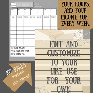 Weekly Work Schedule, Payroll Tracker Home Office, Time Sheet, Employee ...