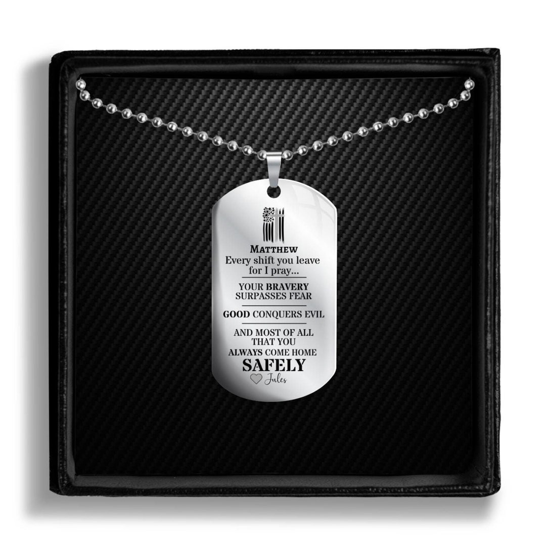 Personalized Corrections Officer Dog Tag Necklace - "every Shift I Pray ...