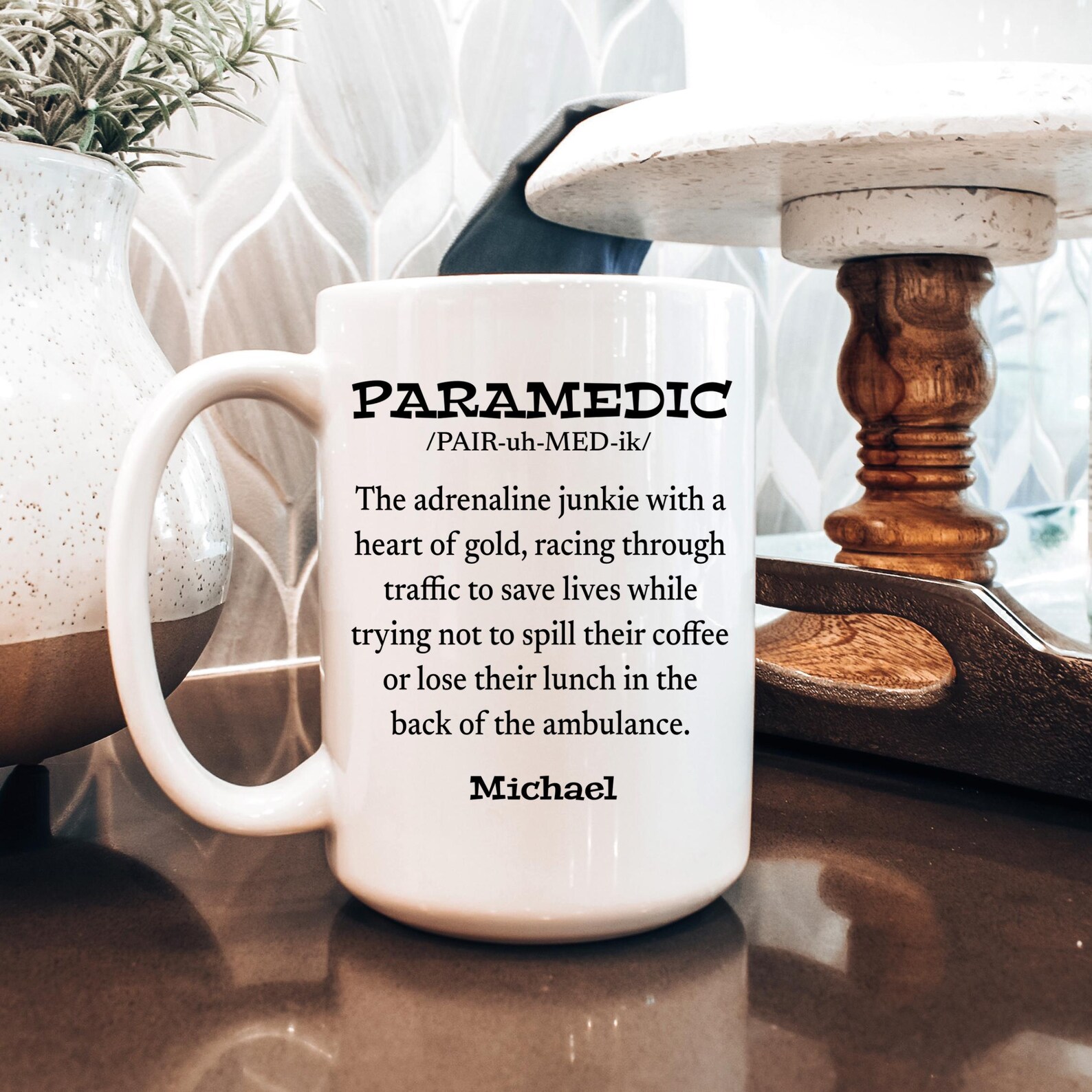 Personalized Funny Paramedic Definition Mug “adrenaline Junkie With a ...