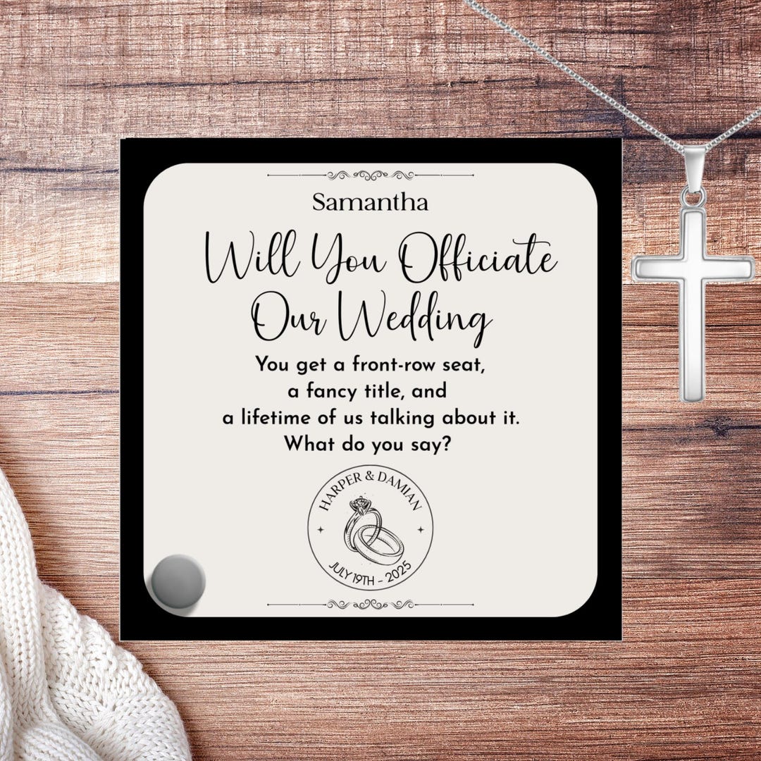 Personalized Wedding Officiant Proposal Gift Stainless Steel Cross ...
