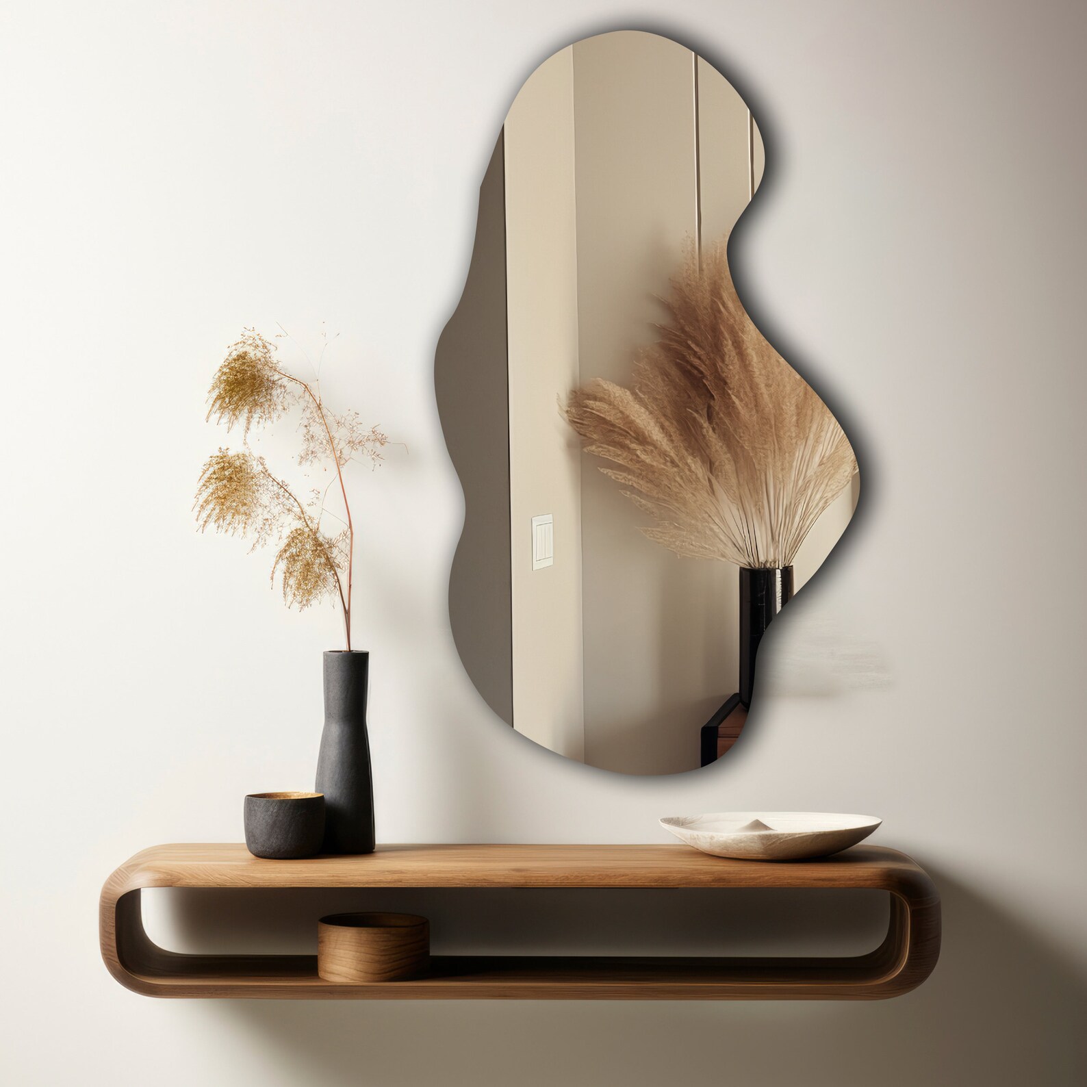 Asymmetrical Aesthetic Room Wall Decor Mirror, İrregular Vanity Art ...