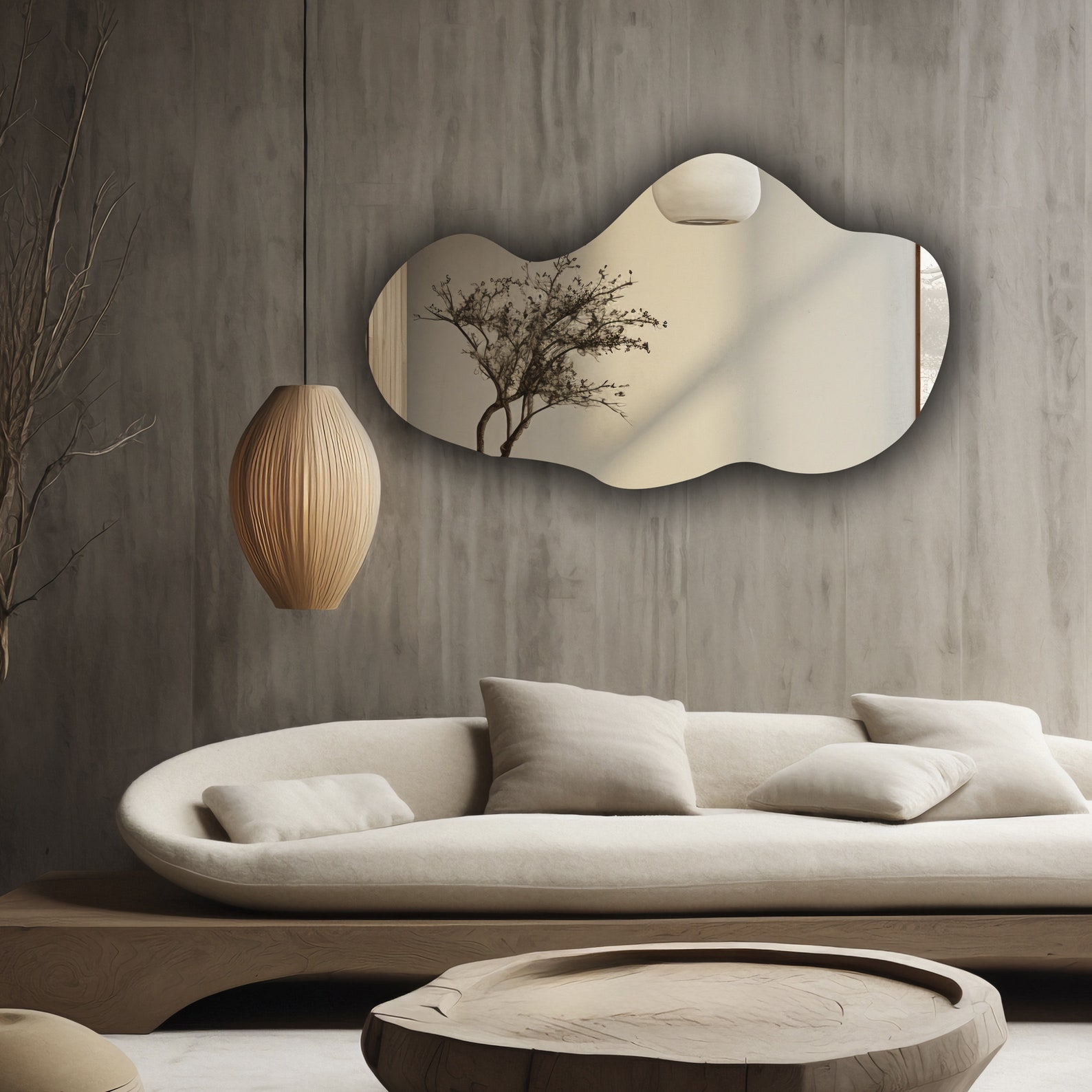 Asymmetrical Aesthetic Room Wall Decor Mirror, İrregular Vanity Art ...
