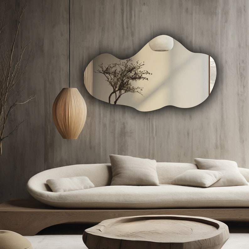 Asymmetrical Aesthetic Room Wall Decor Mirror, İrregular Vanity Art ...