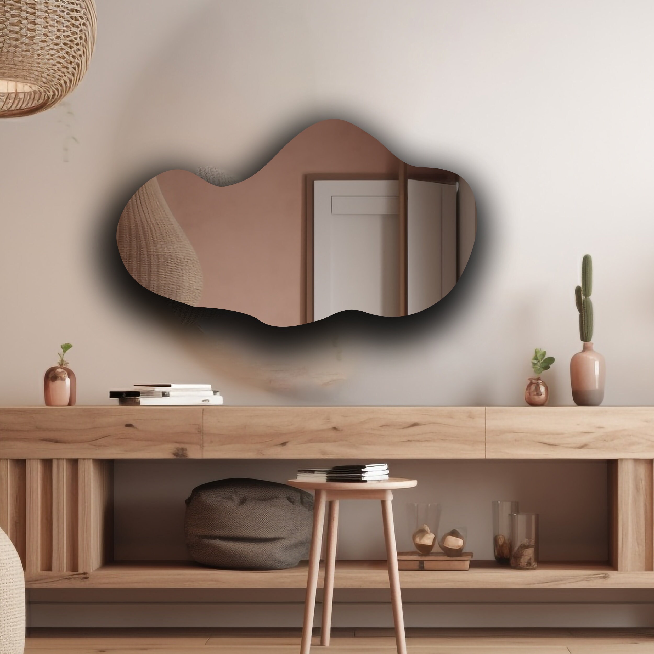 Asymmetrical Aesthetic Room Wall Decor Mirror, İrregular Vanity Art ...