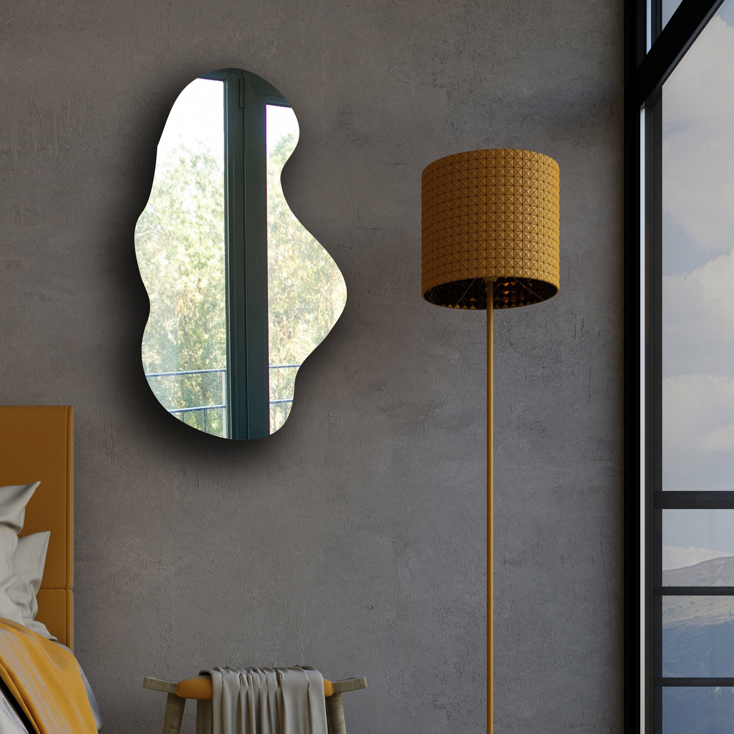 Asymmetrical Aesthetic Room Wall Decor Mirror, İrregular Vanity Art ...