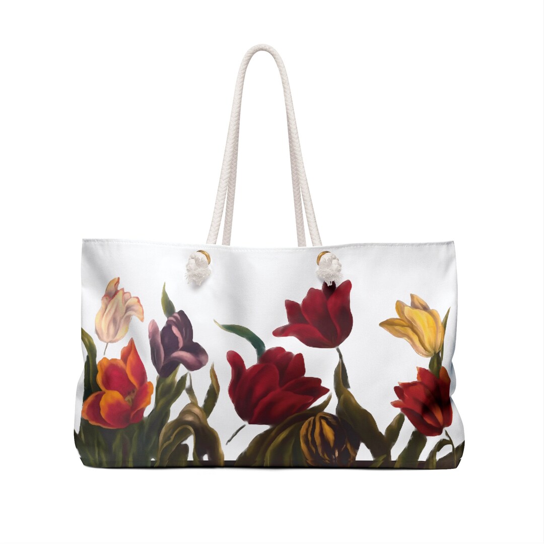 Vintage Modern White Tulip Garden 1911 Floral Art Weekender Tote ...
