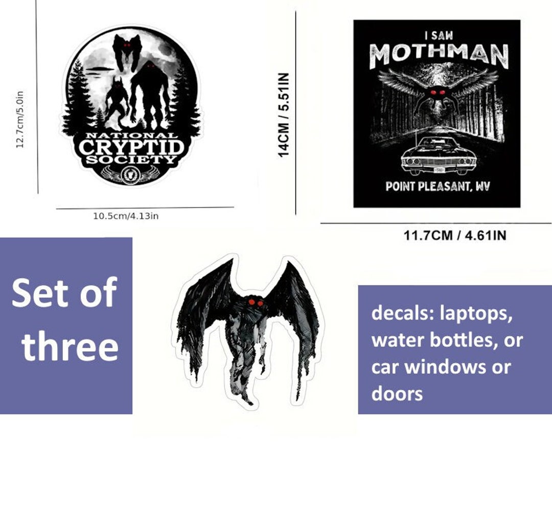 Three Decal Set Mothman and Cryptid Lovers - Etsy