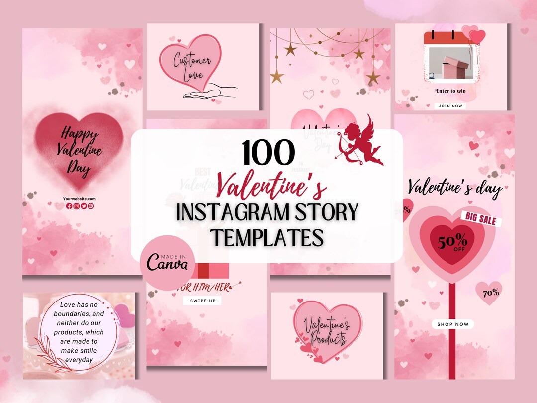 Valentines Instagram Story Templates,100 Canva Designs for Small ...