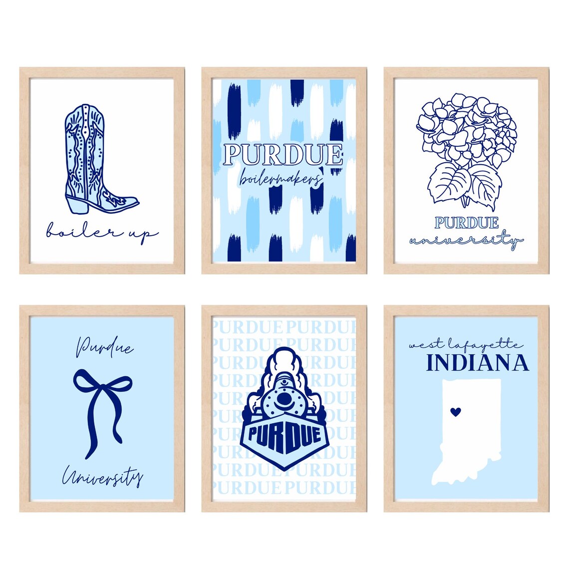 Blue and White Purdue University Digital Prints | Dorm Decor | Digital ...