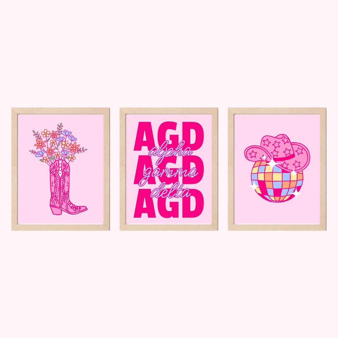 AGD Disco Cowboy Digital Prints | Dorm Decor | Digital Prints | Alpha Gamma Delta | Pink Dorm ...