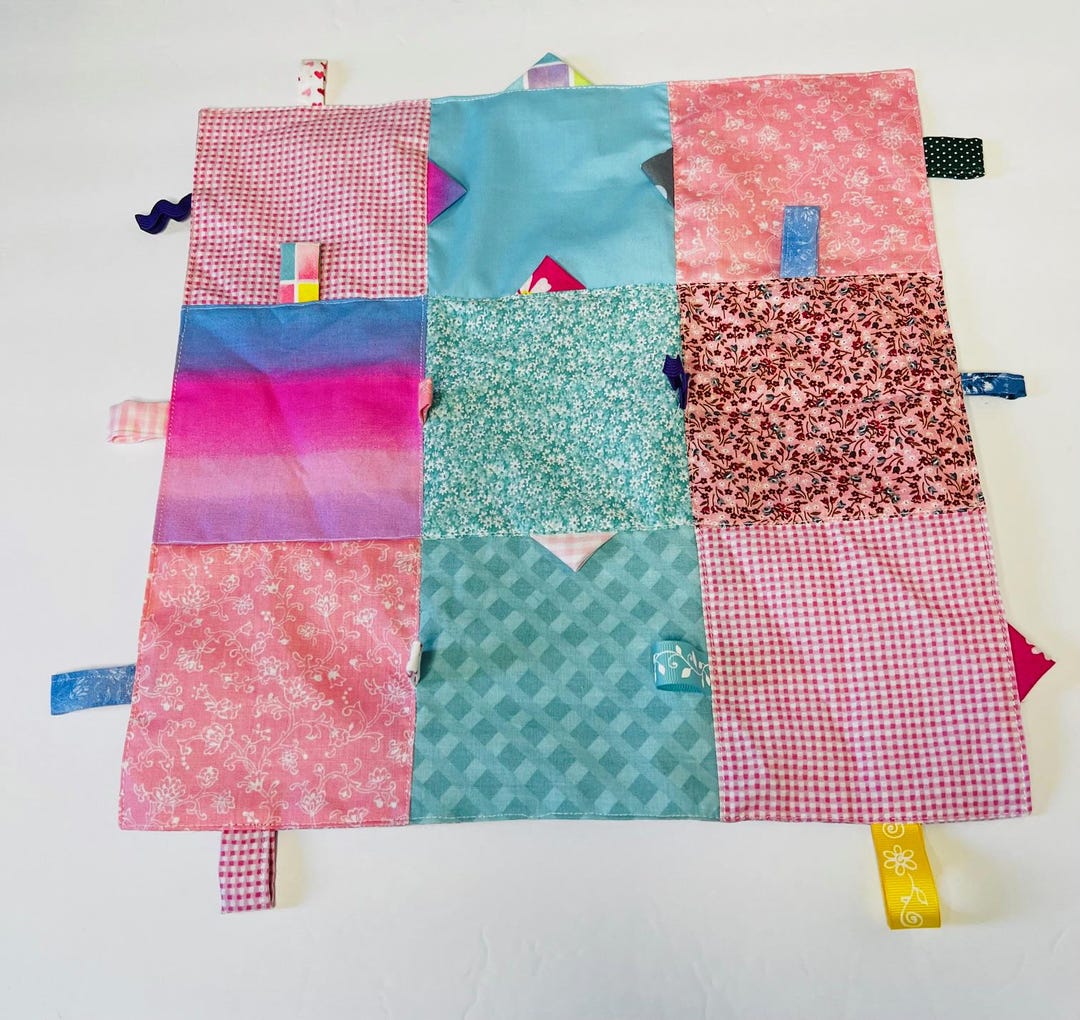 Baby Sensory Development Crinkle Multicolored Cloth Square Lovey Tag ...