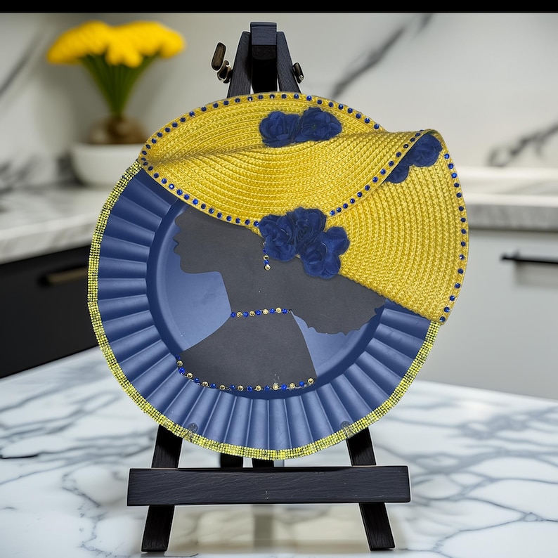 Blue & Gold Glam Charger Plate: 13" Decorative Tablescape Centerpiece ...