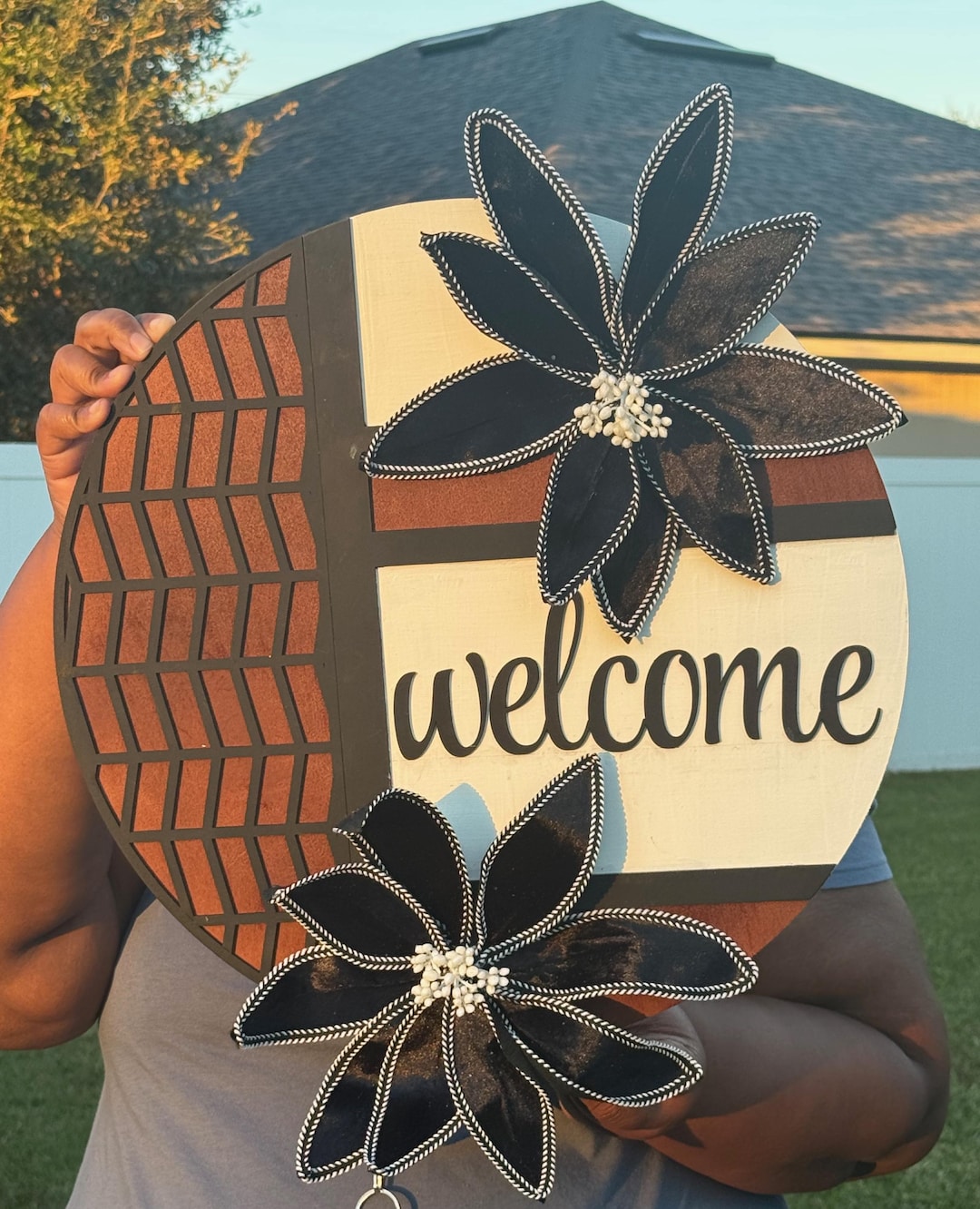 Geometric Welcome Sign – Black Velvet Poinsettia, Modern Farmhouse ...