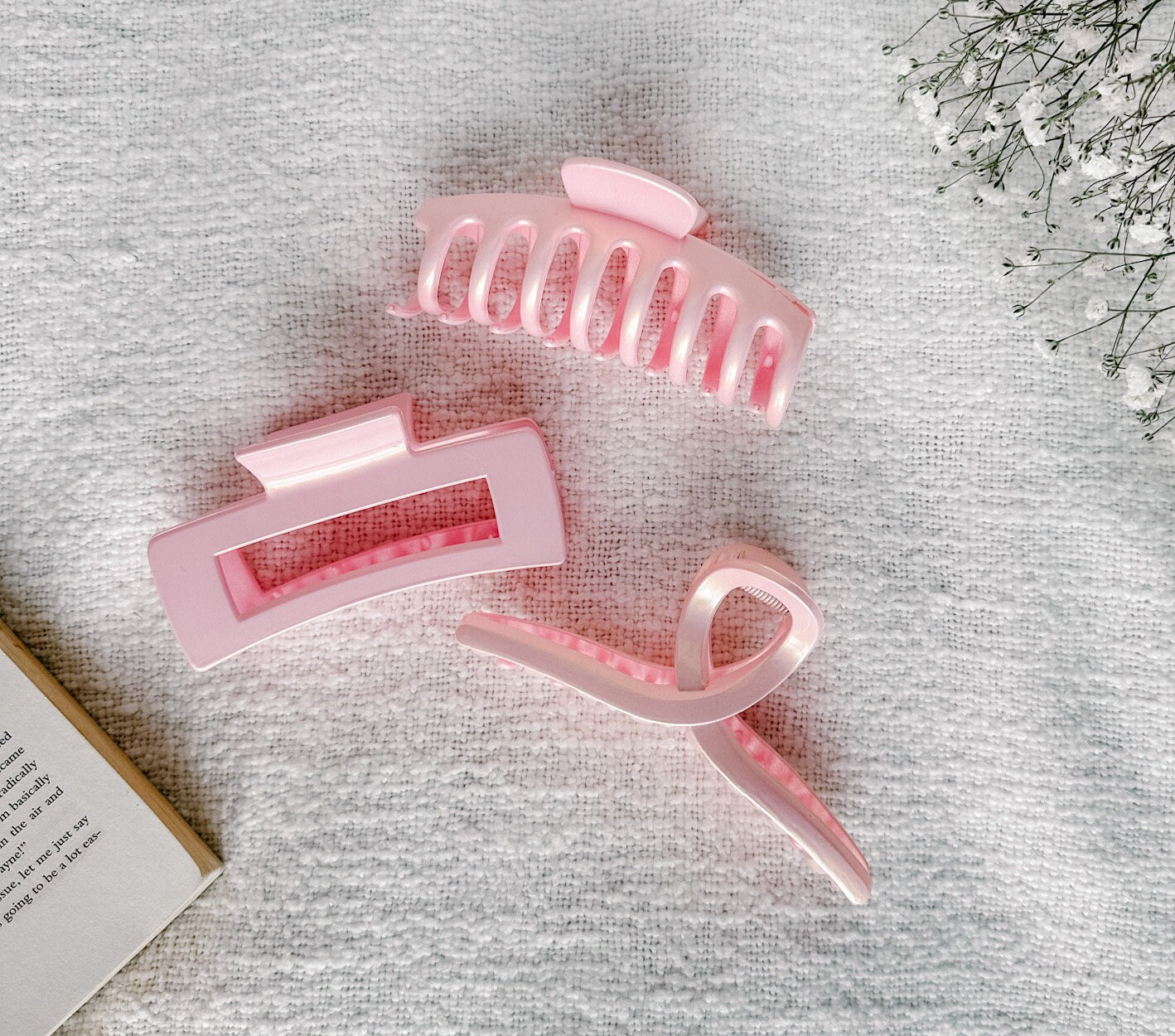 Set of 3 Pearled Pink Clips, Barbie Clips, Pearled Clip, Large Clip ...