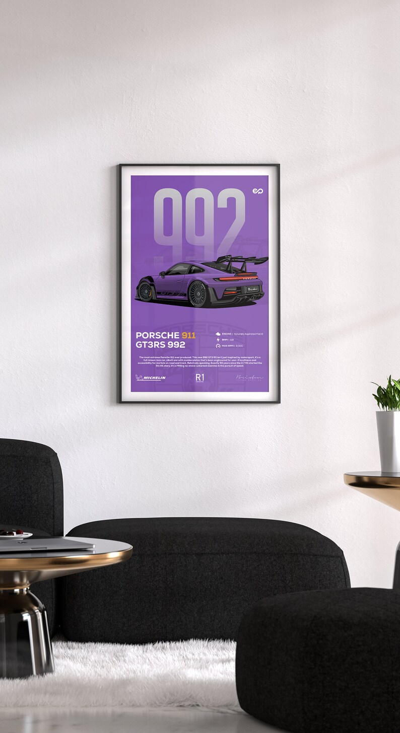 Porsche 992 GT3RS Inspired Wall Art - Etsy
