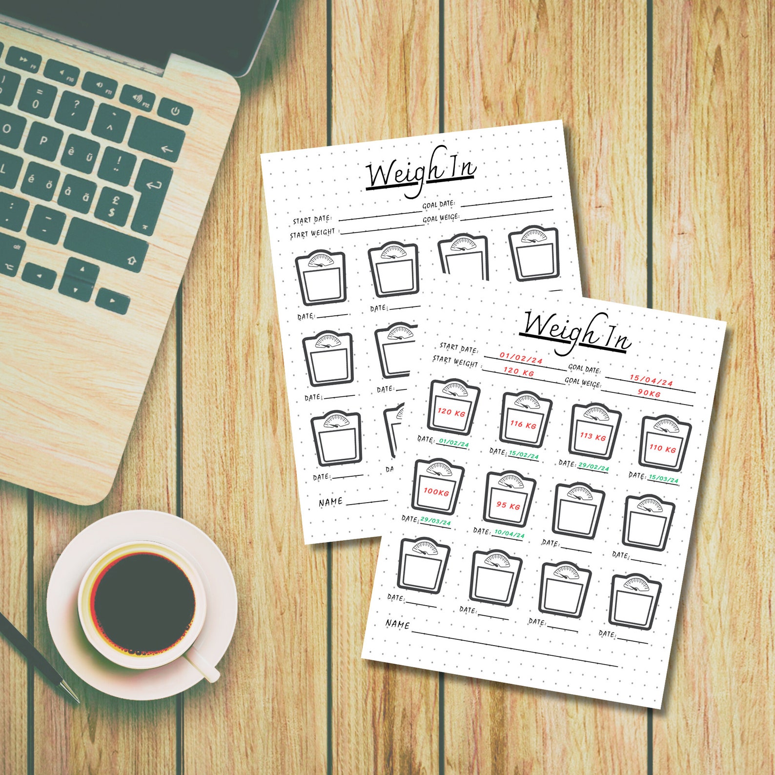 Weight Loss Tracker Printable-fitness Progress Journal | Goal Setting ...