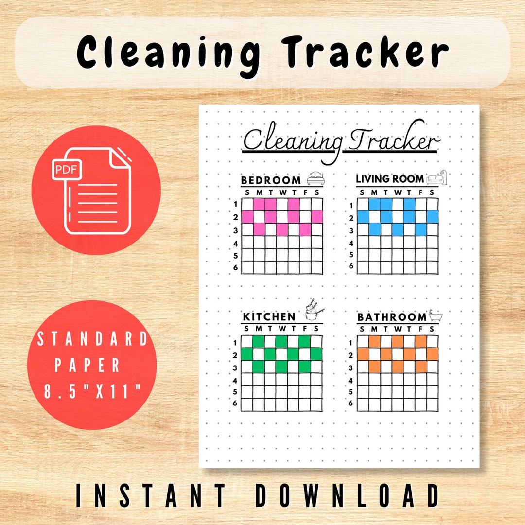 Cleaning Tracker Journal|cleaning List Printable | Cleaning Checklist ...