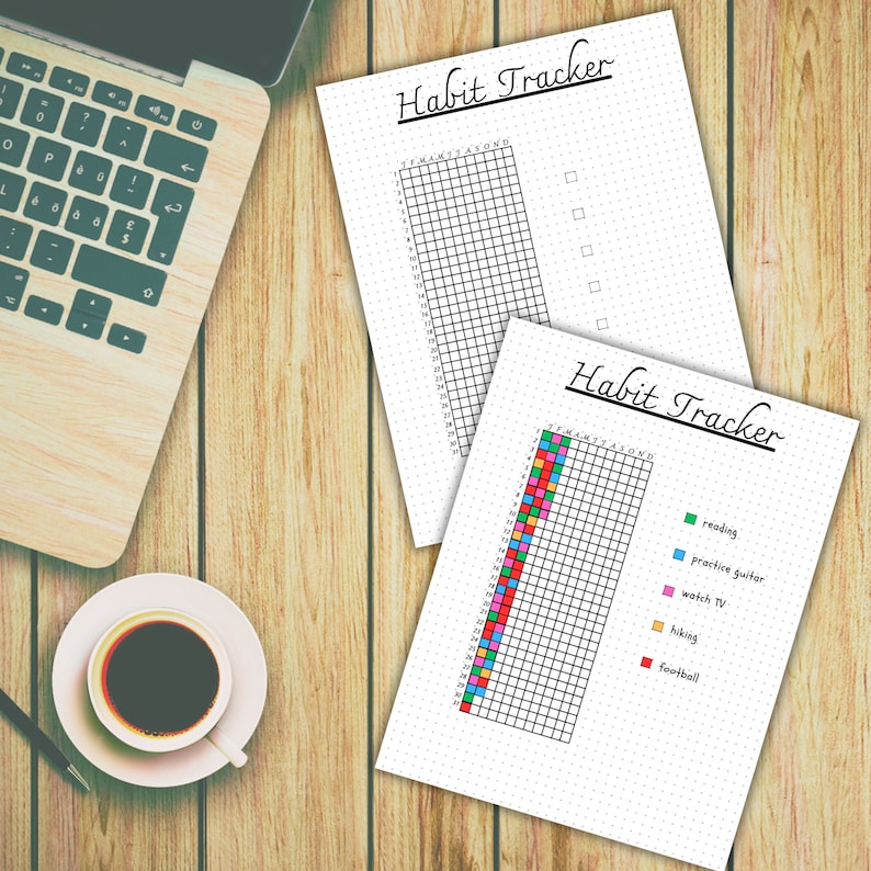 Habit Tracker Printable-habit A5 Journal | Goal Setting Chart-monthly ...