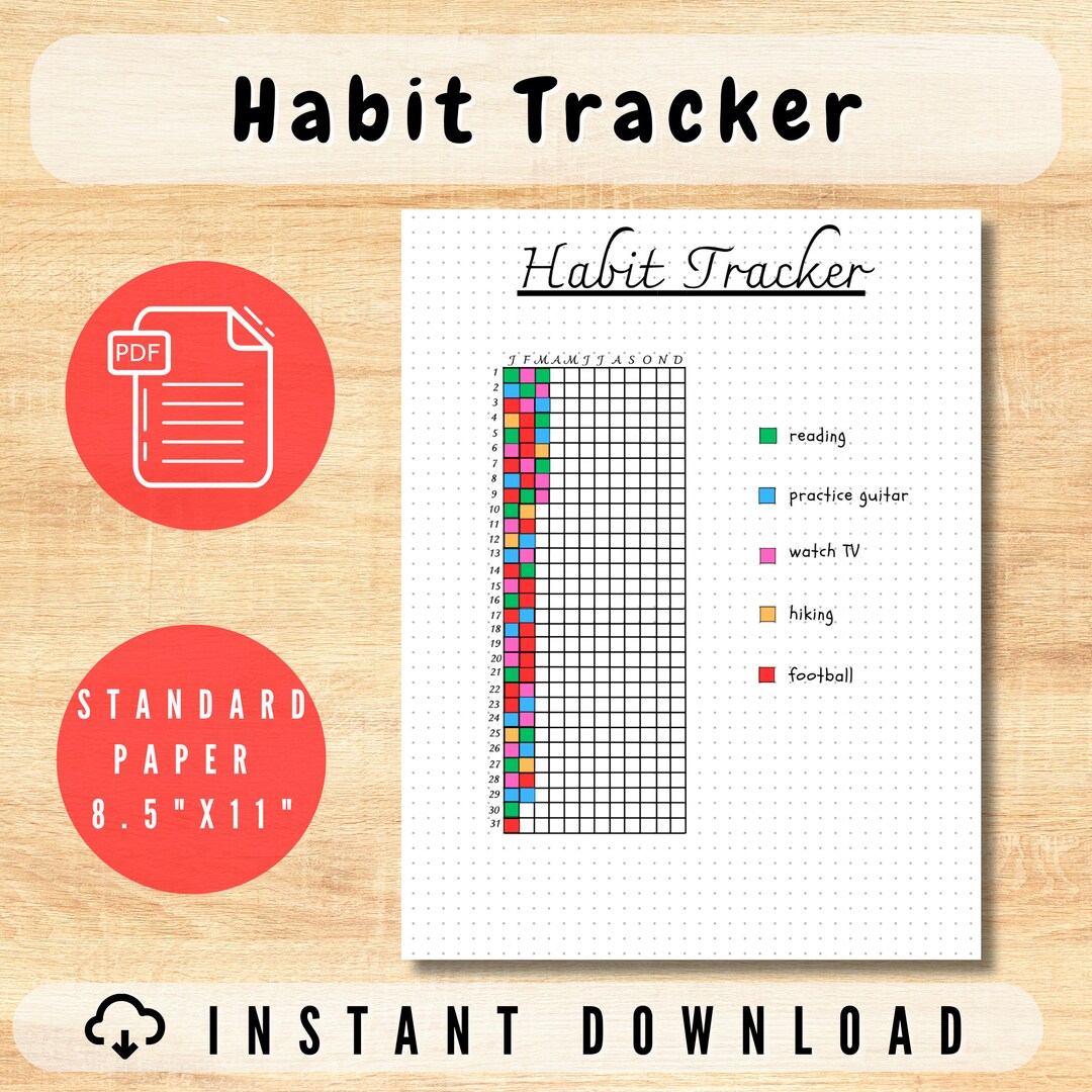 Habit Tracker Printable-habit A5 Journal | Goal Setting Chart-monthly ...