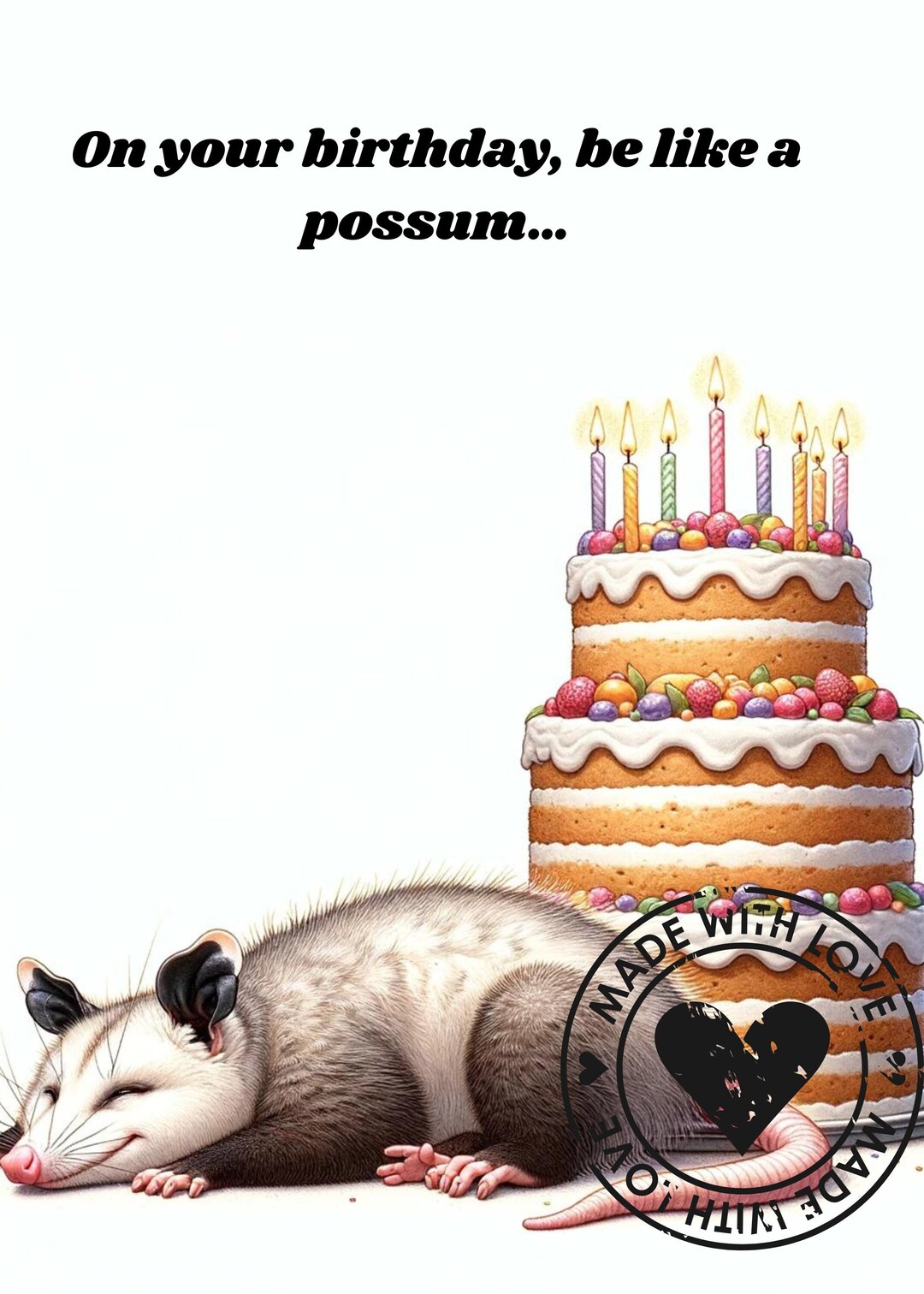 Possum Birthday Card Instant Download - Etsy