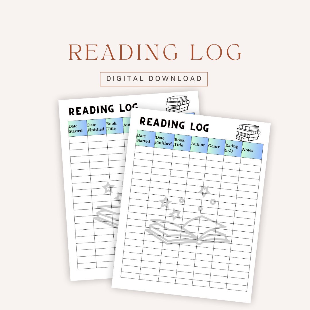 Reading Log, Printable Reading Log Book Tracker A4 Size Reading Journal ...