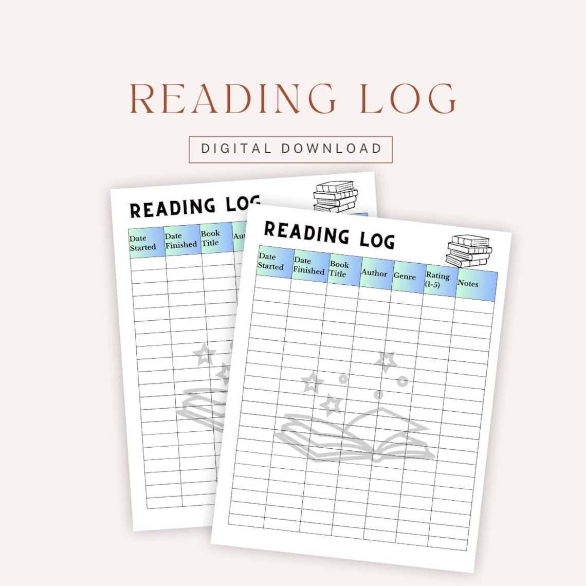 Reading Log, Printable Reading Log Book Tracker A4 Size Reading Journal ...