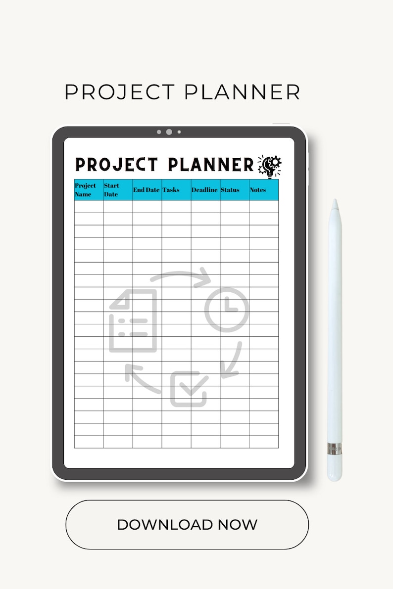 Project Planner, Printable Project Planner A4 Size Project Tracker ...