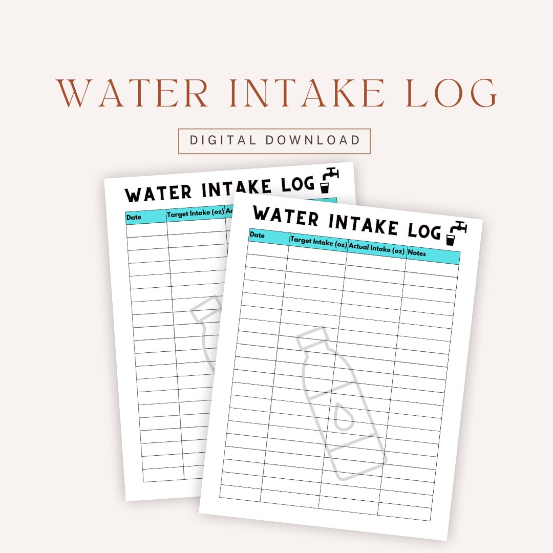 Water Tracker, Printable Water Intake Log, Daily Hydration Tracker, A4 ...