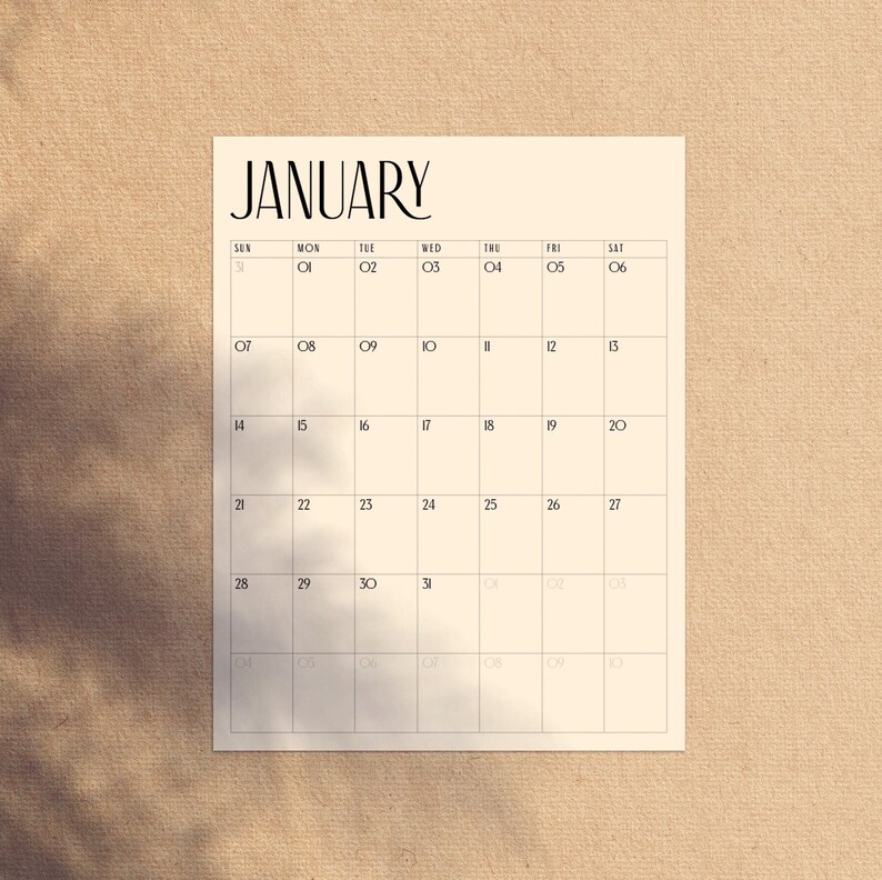 Printable Calendar 2024 Monthly Planner 2024 | 8.5x11 Portrait | Sunday ...
