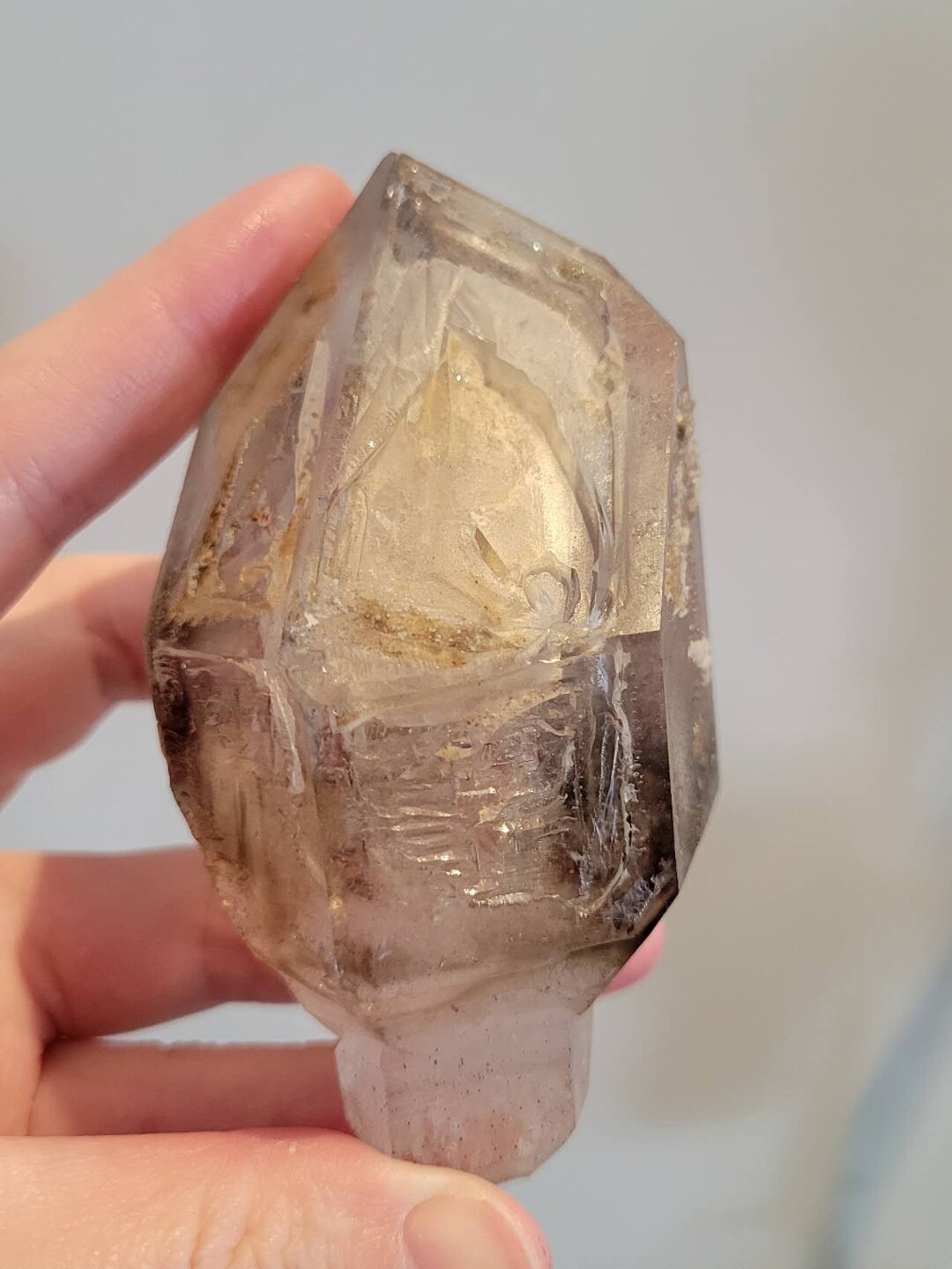 Rare Smoky Amethyst Scepter With Deep Fester Windows, With White and ...