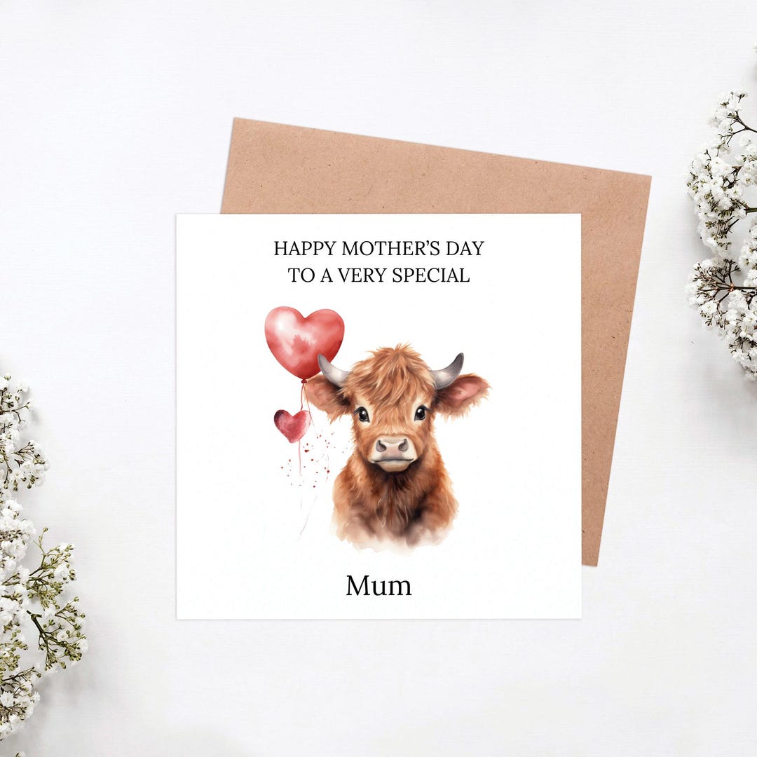 Personalised Highland Cow Mother’s Day Card – Cute Highland Cow Mum ...