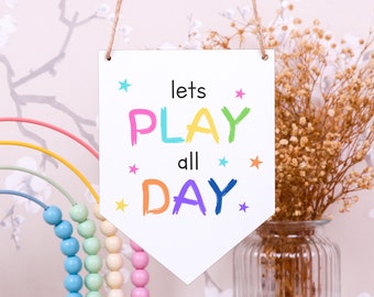 Let's PLAY Wall Sign Children's Playroom Decor Bedroom, Nursery ...