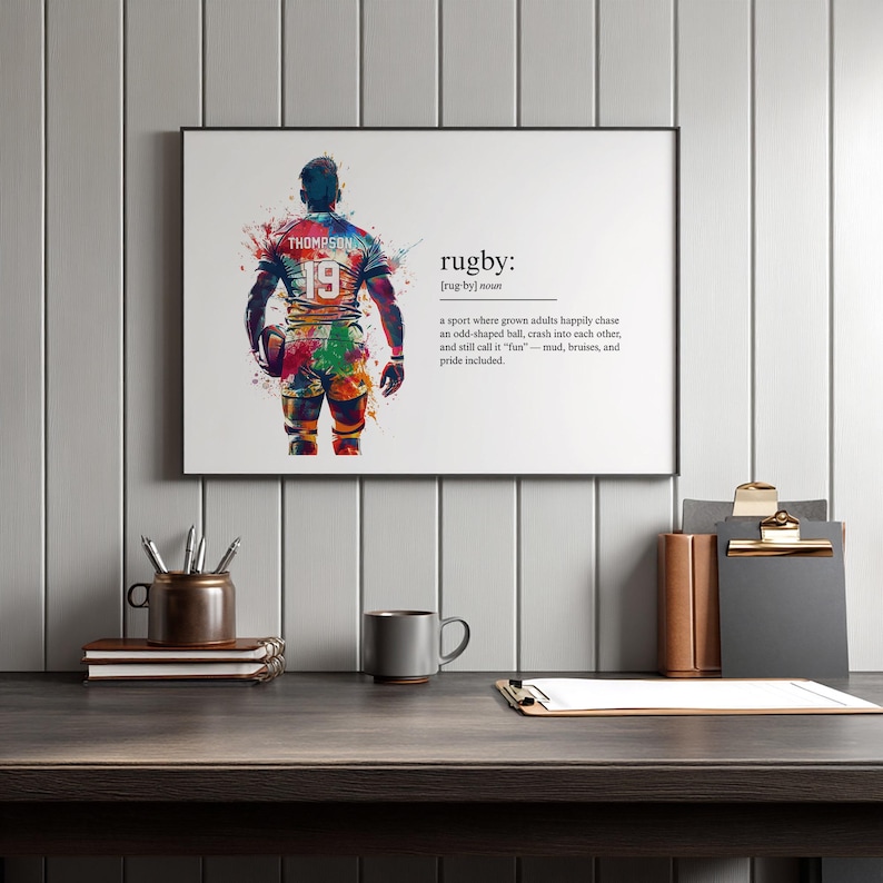 Personalised Rugby Wall Art Print | Custom Rugby Player Poster With ...