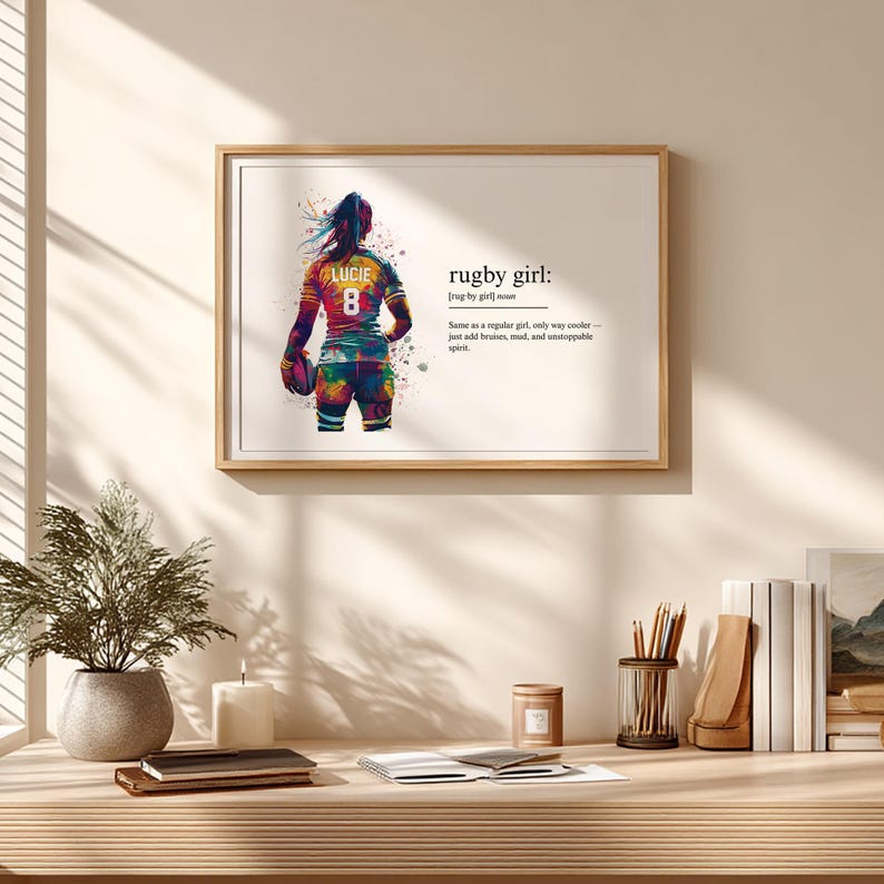 Personalised Women’s Rugby Wall Art Print | Rugby Girl Poster With Name ...