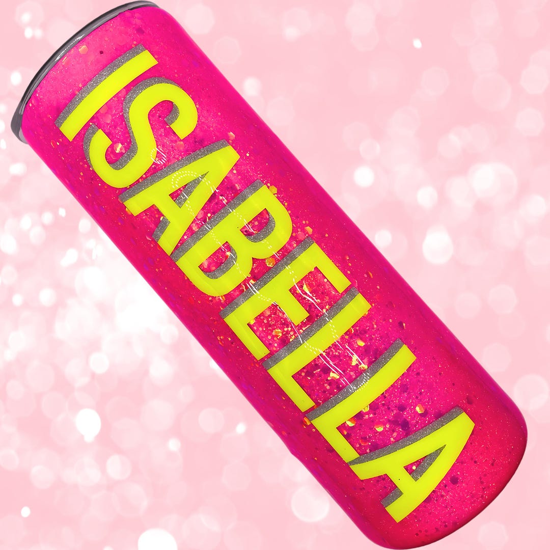 Neon Pink Sparkle Cup | Pink Glitter Tumbler | Personalized Glitter ...