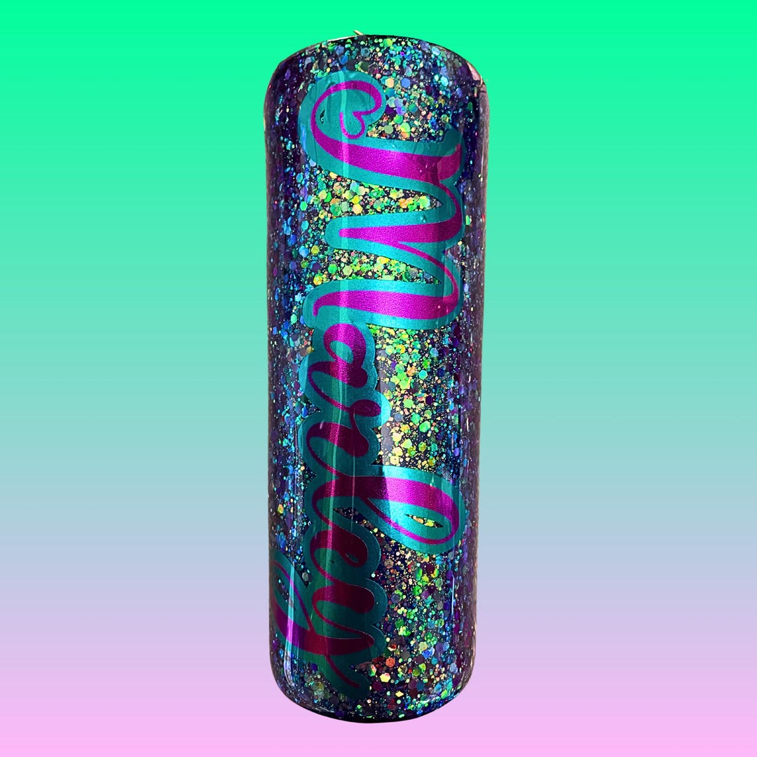 Blue Chameleon Sparkle Cup | Blue Glitter Tumbler | Personalized ...