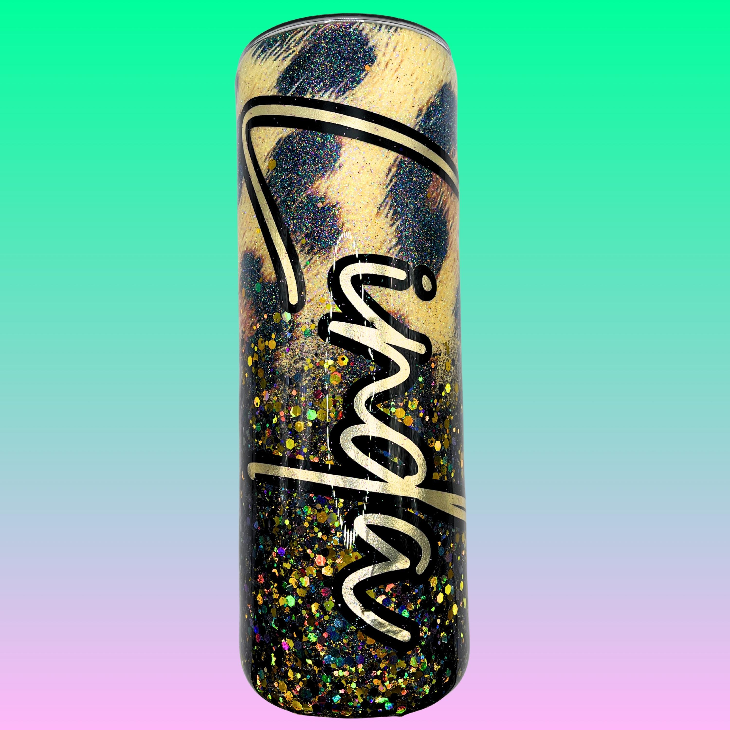 Leopard Sparkle Cup | Cheetah Glitter Tumbler | Personalized Glitter ...