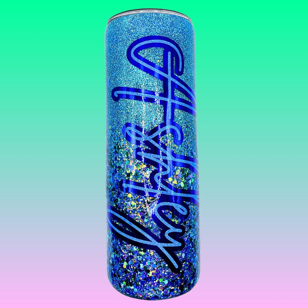 Split Glitter Tumbler | Blue Cup | Dark and Light Blue Tumbler ...